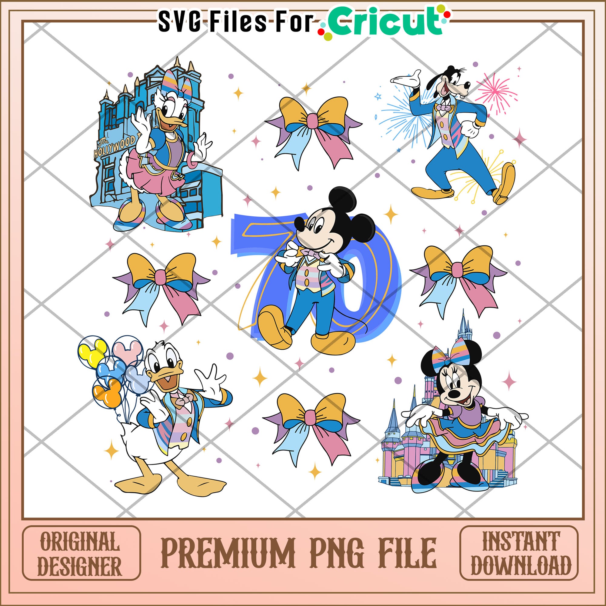 Disney celebrates its 70th anniversary design png, disneyland annivers ...