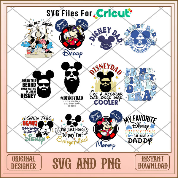 Disney dad beard art svg bundle – svg files for cricut
