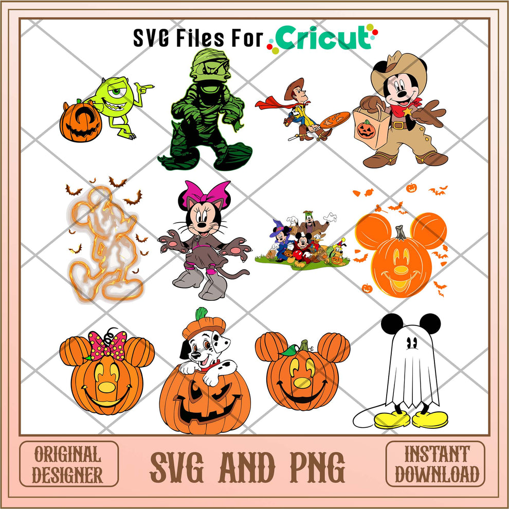 Disney Halloween cartoon characters svg bundle – svg files for cricut