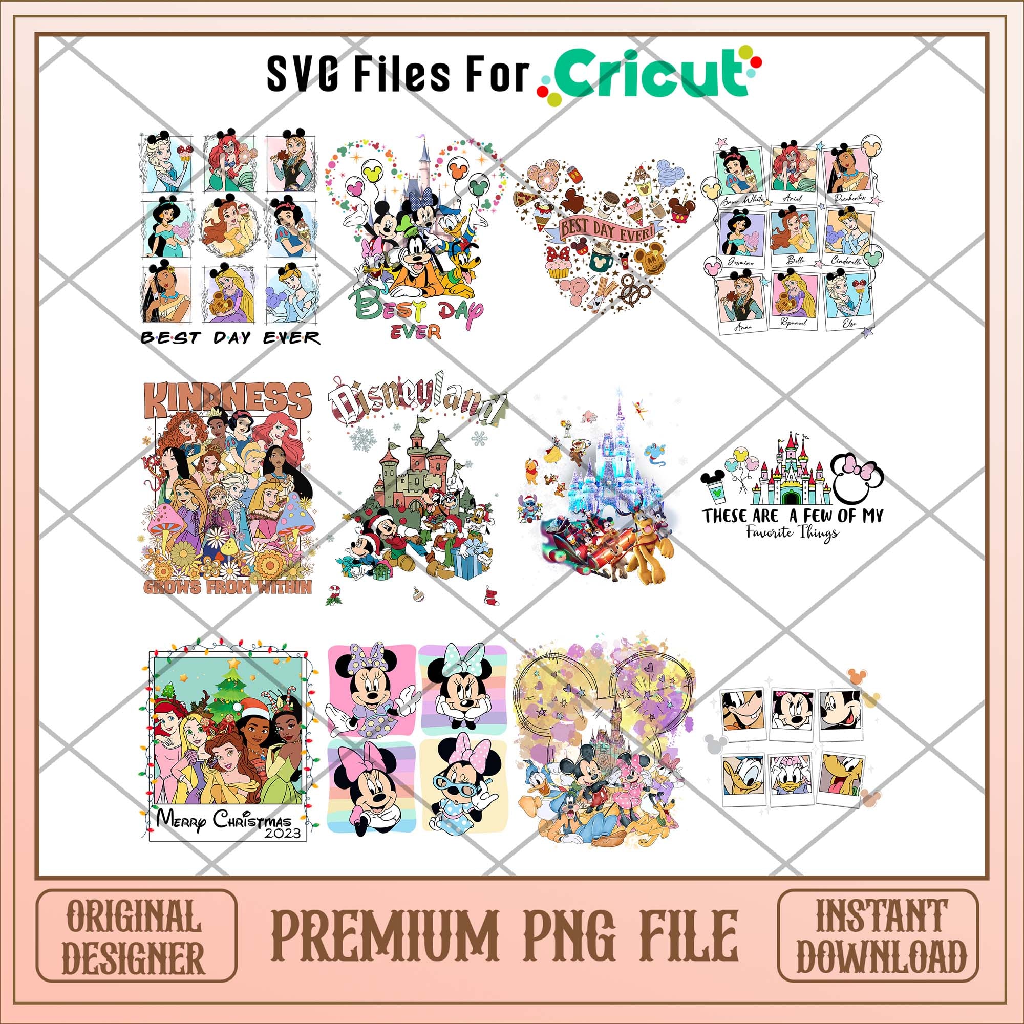 Disneyland Mickey and princess png bundle – svg files for cricut