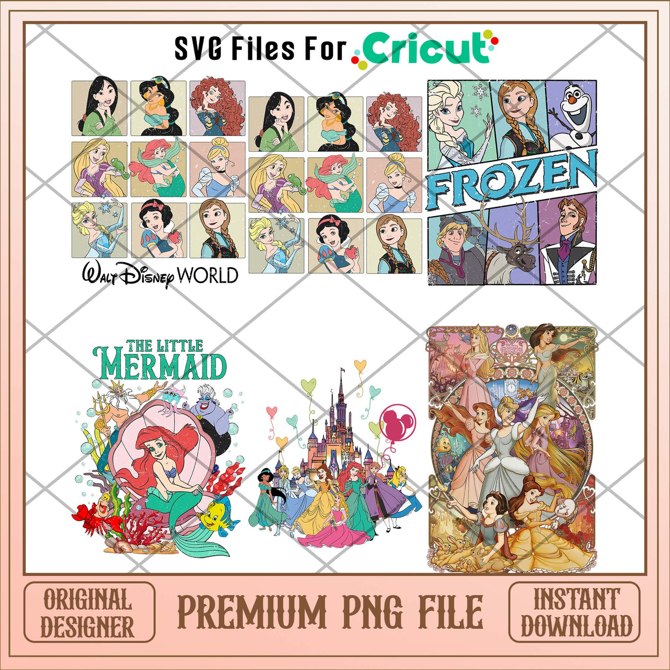 Disney princess characters png bundle ver 2 – svg files for cricut