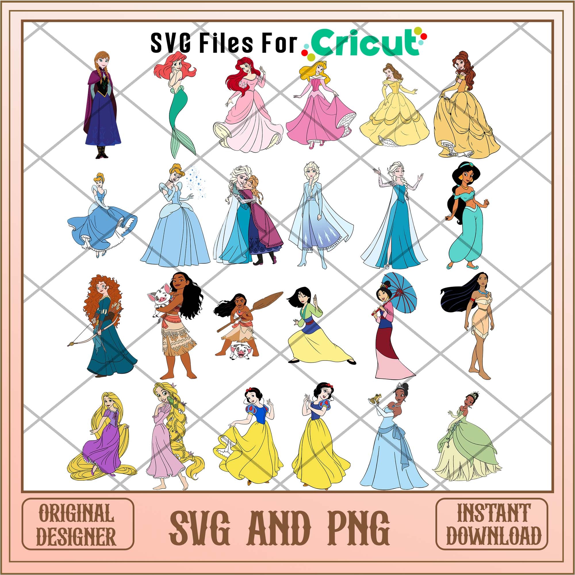 Disney princess characters svg bundle – svg files for cricut