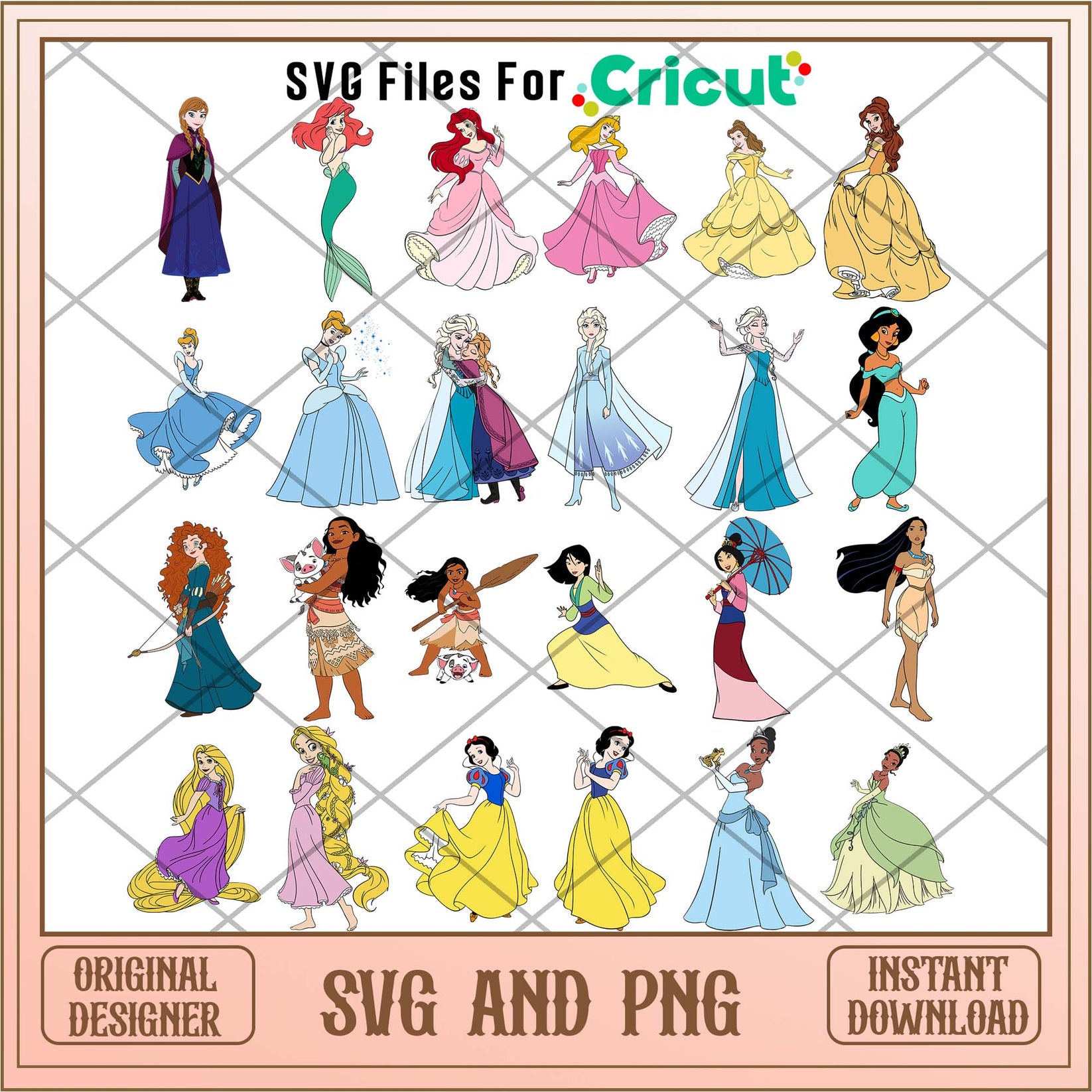 Disney princess characters svg bundle – svg files for cricut