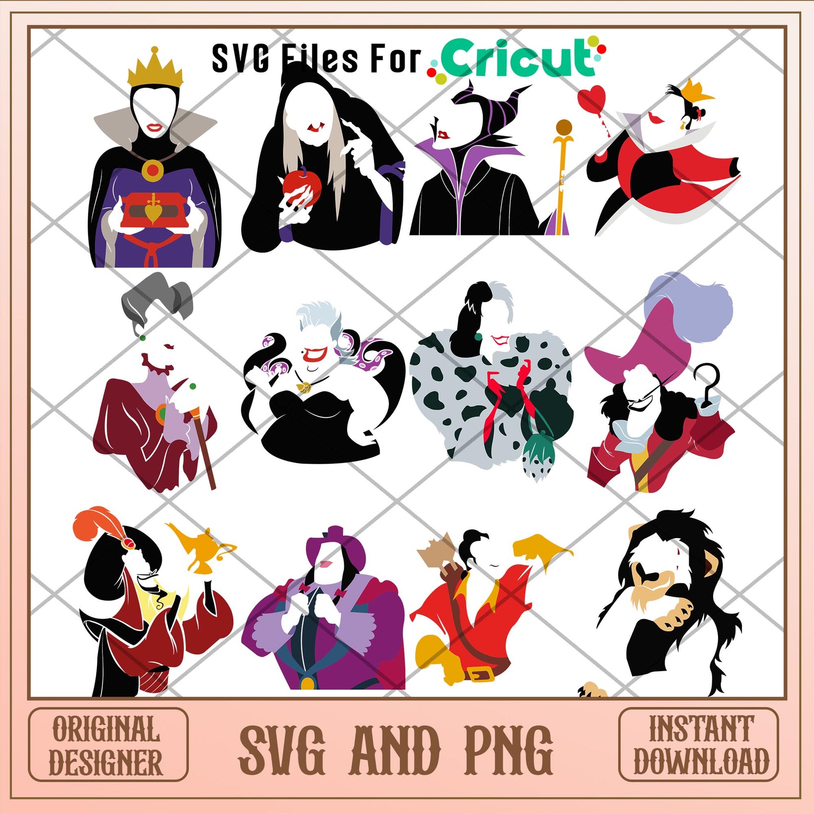 Disney villains characters svg bundle – svg files for cricut