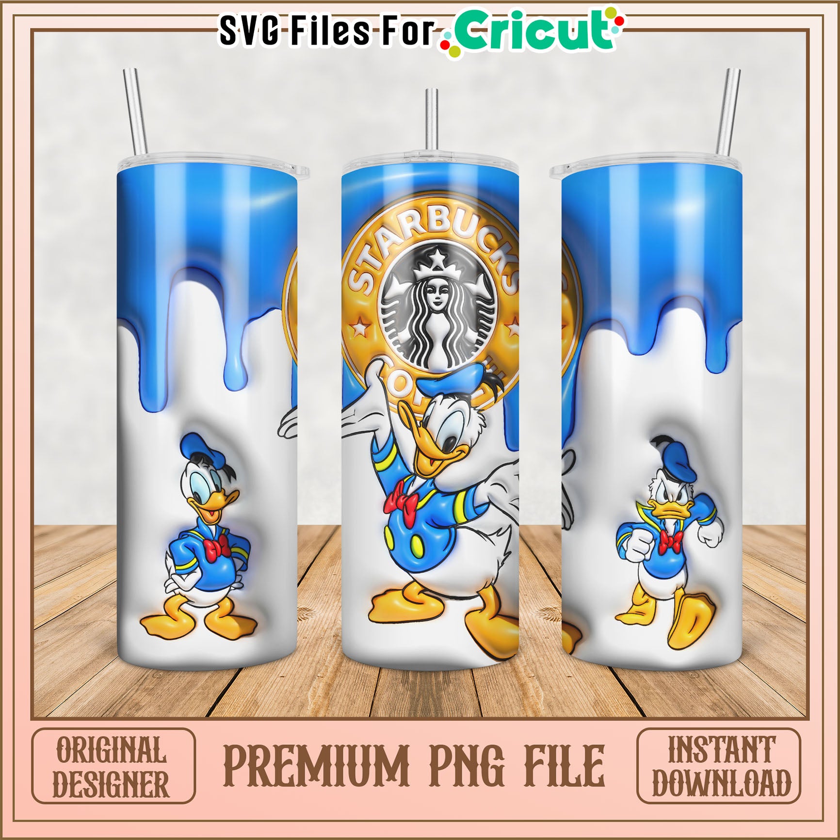 Donald Duck Starbucks Tumbler PNG – svg files for cricut