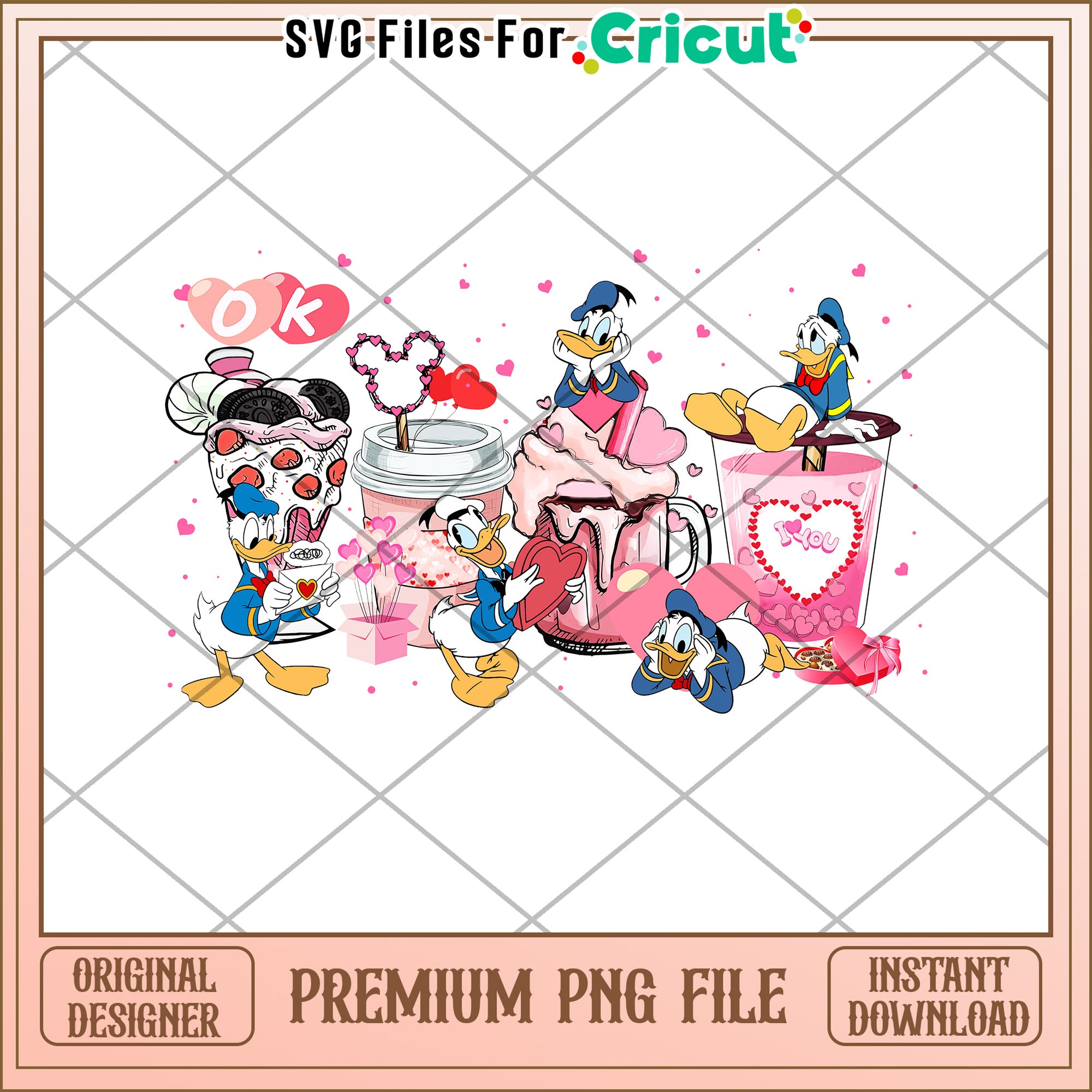 Donald Duck Valentines PNG Cricut File – svg files for cricut