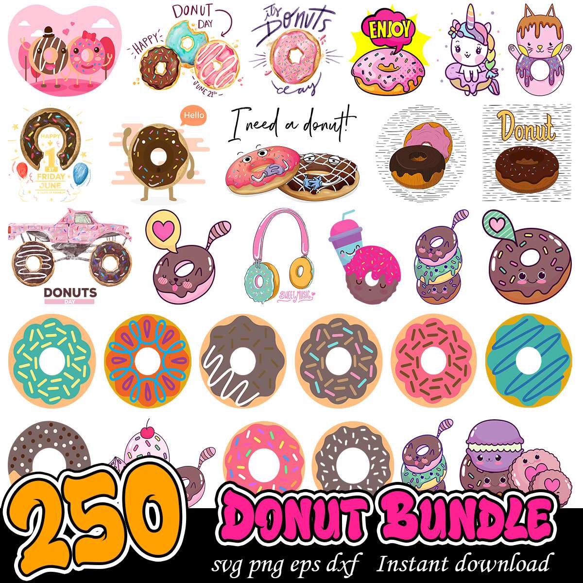 Donut Bundle SVG Files, Donut art svg bundle – svg files for cricut