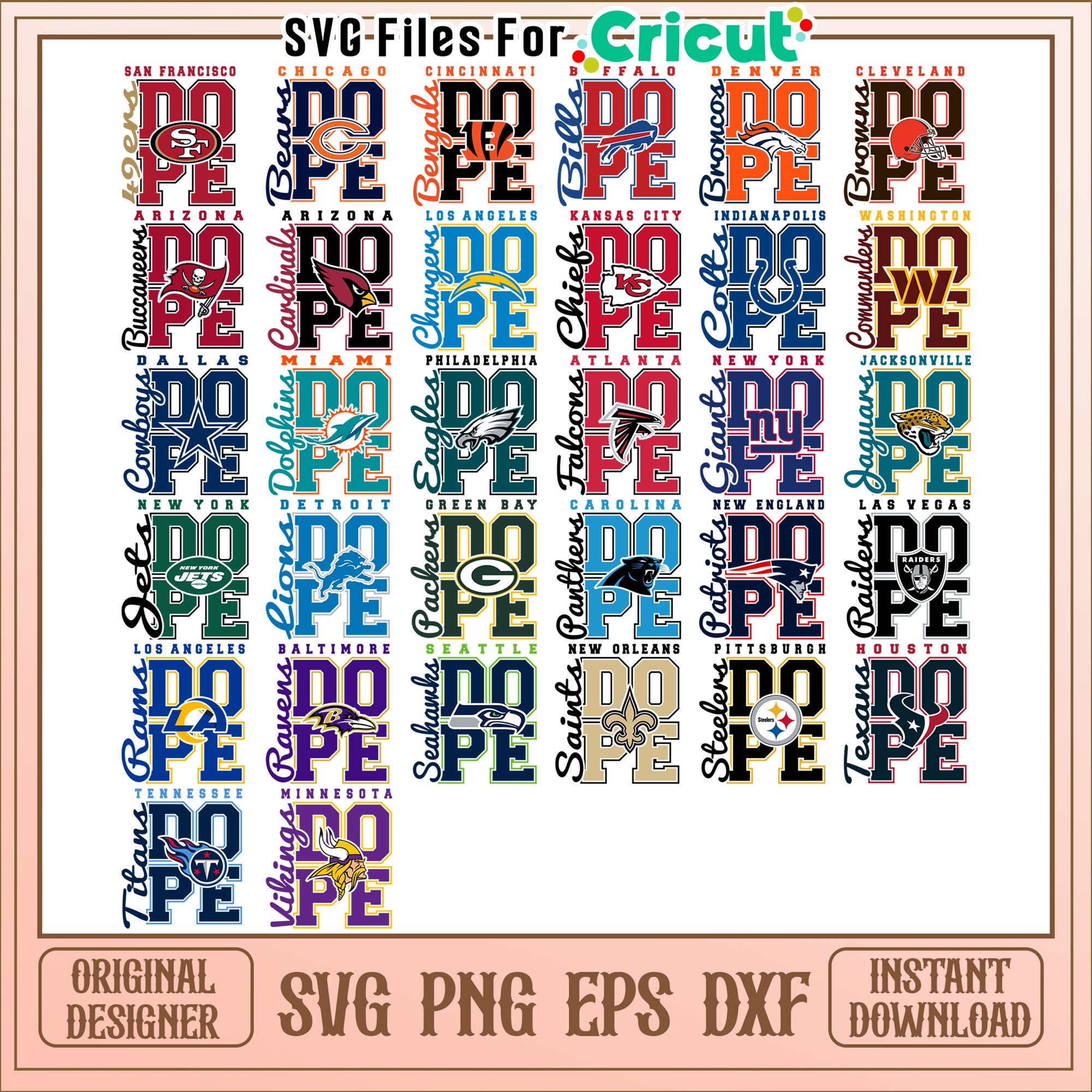 Dope Sports Team Bundle Svg Designs for Instant Download Collection ...