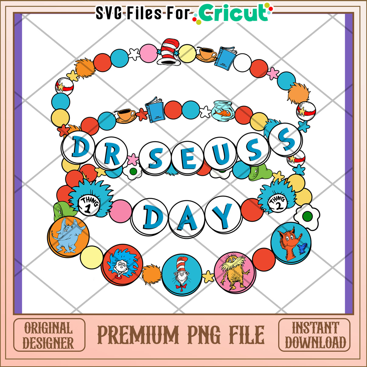 Dr Seuss Day PNG Bead Garland Printable – svg files for cricut