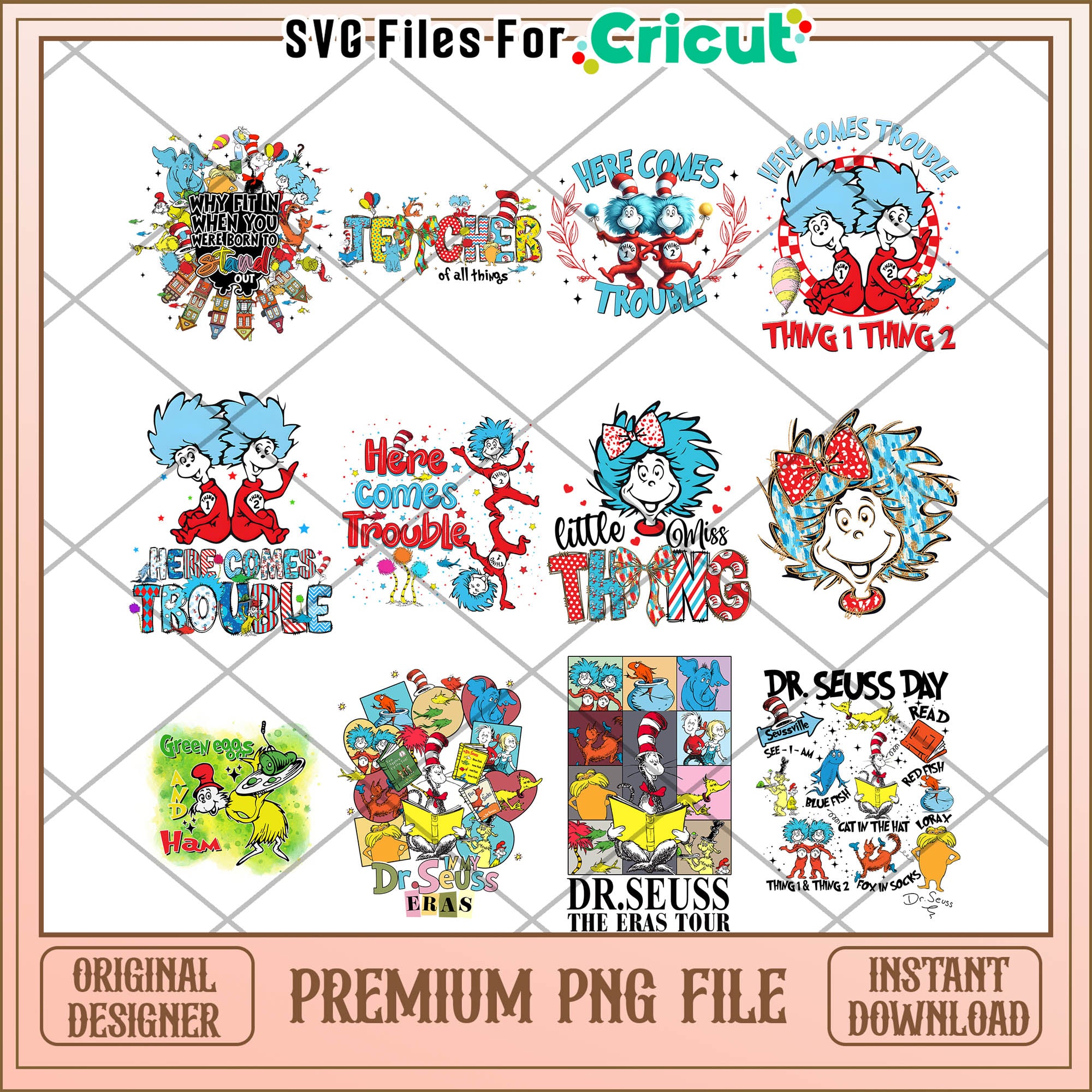 Dr Seuss Inspired Bundle PNG Fun Graphics for Kids – svg files for cricut