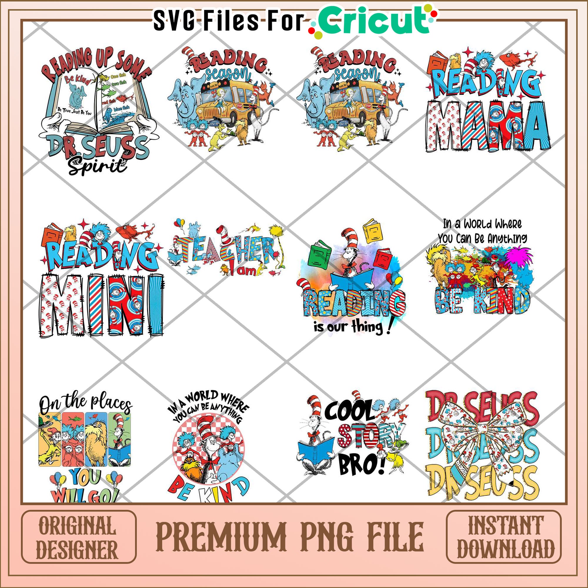 Dr Seuss Reading Bundle PNG for Creative Projects Download – svg files ...
