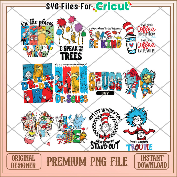 Dr Seuss Themed Bundle PNG for Creative Projects Online – svg files for ...