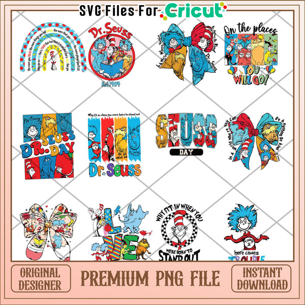 Dr Seuss Themed PNG Bundle for Crafts and Projects – svg files for cricut