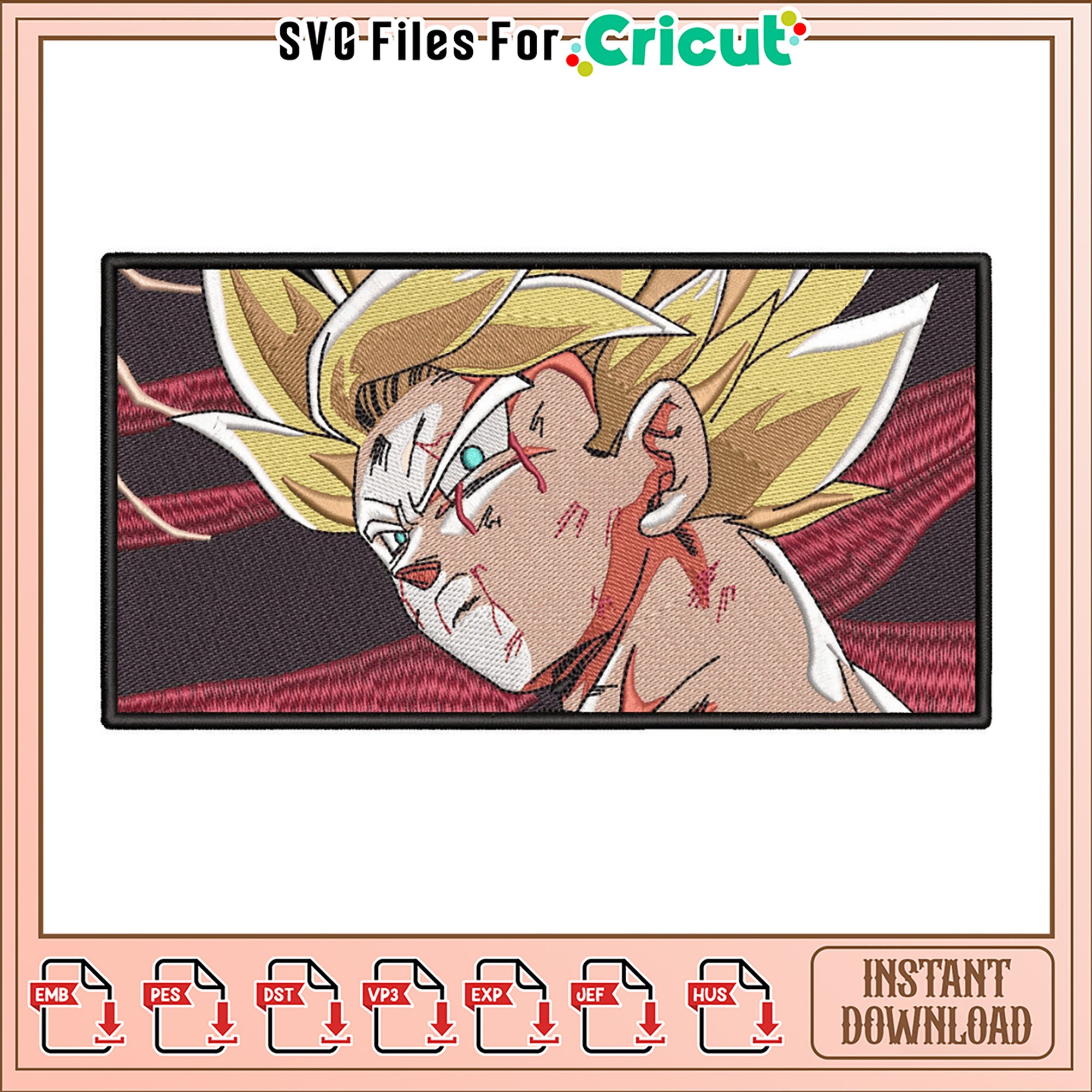 Dragon Ball Z Super Saiyan Embroidery Design Download – svg files for ...