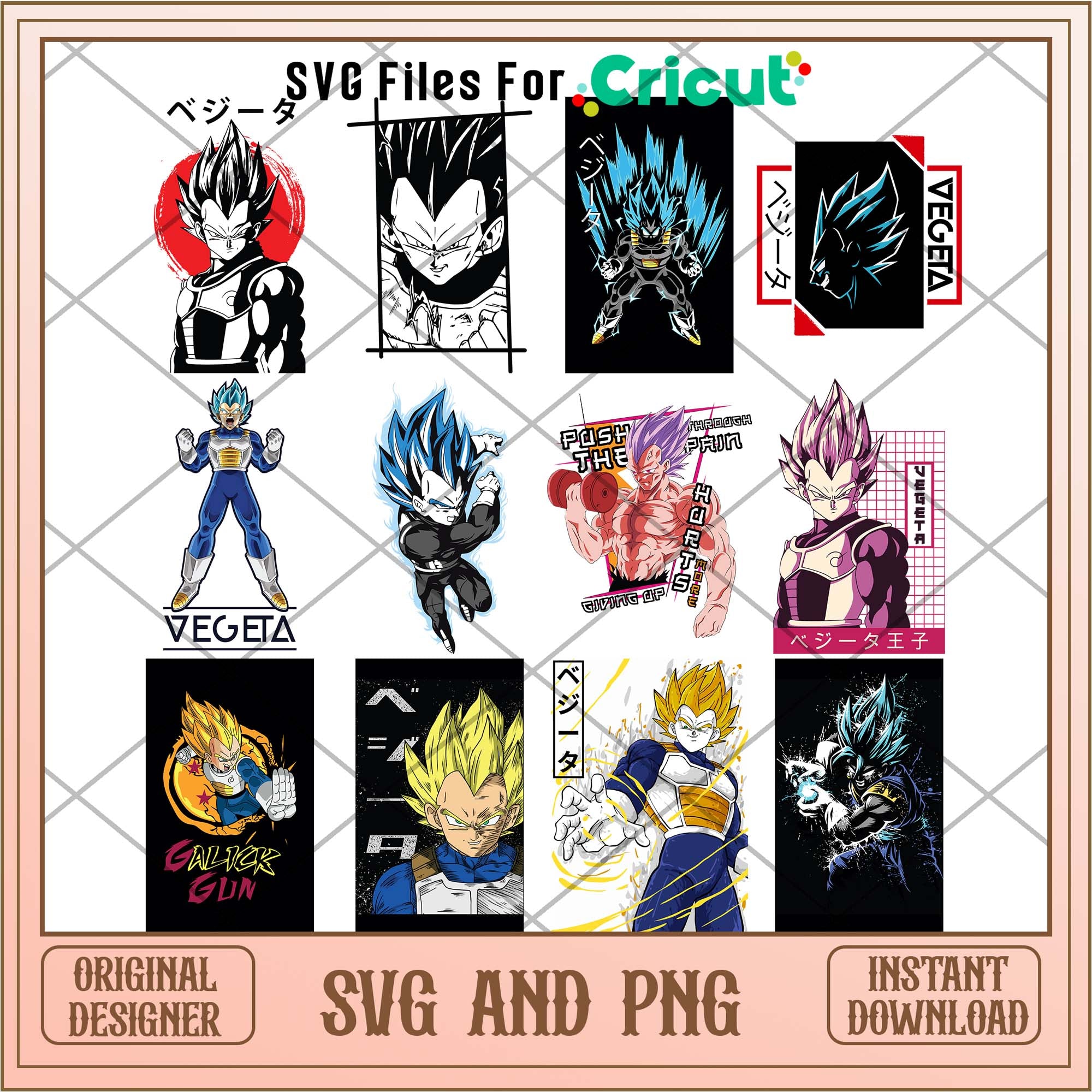 Anime Dragon balls Vegeta characters svg bundle – svg files for cricut