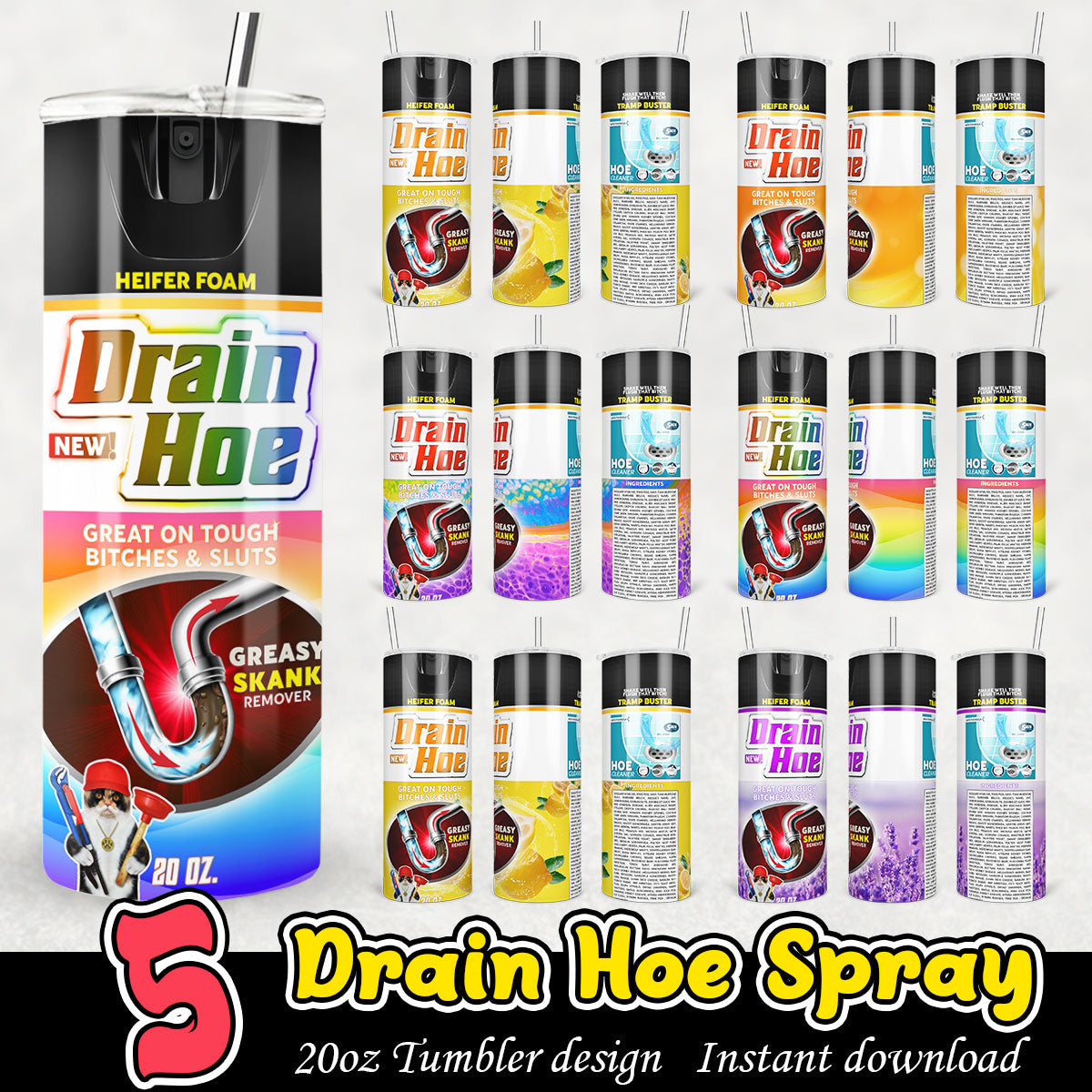 Drain Hoe Spray Bundle Png, Drain Hoe Spray 20oz tumbler bundle – svg ...