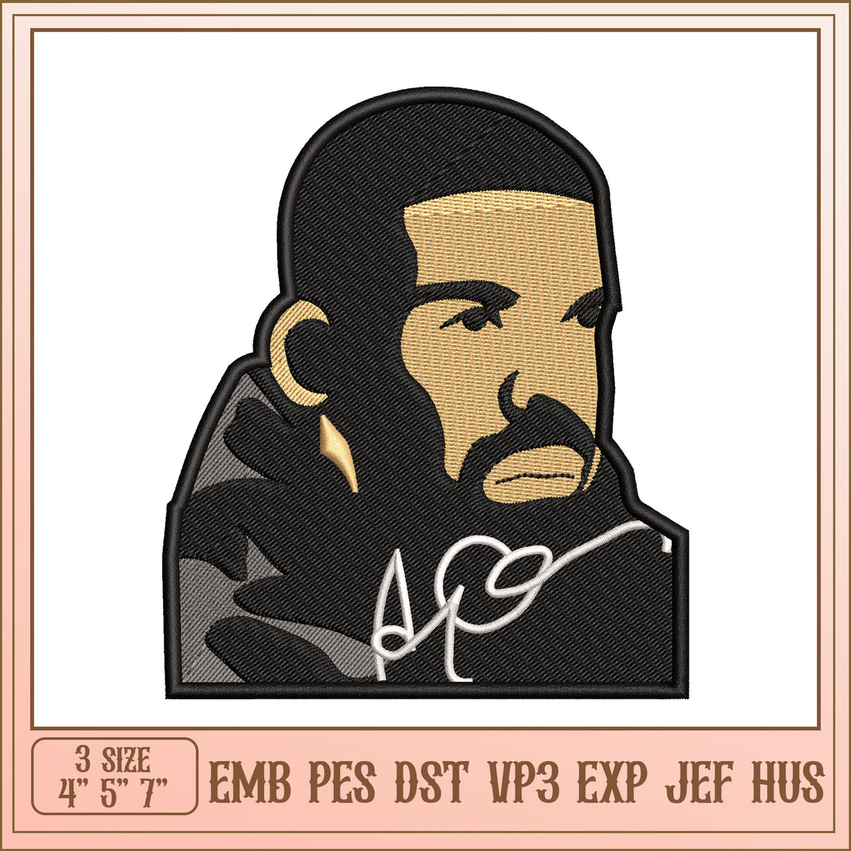 Drake Embroidery Design Patch – svg files for cricut