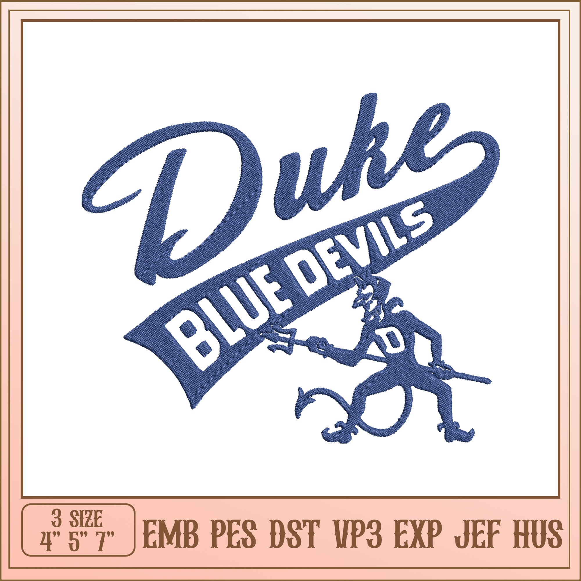 Duke Blue Devils Embroidery Design in Three Sizes for Fans – svg files ...