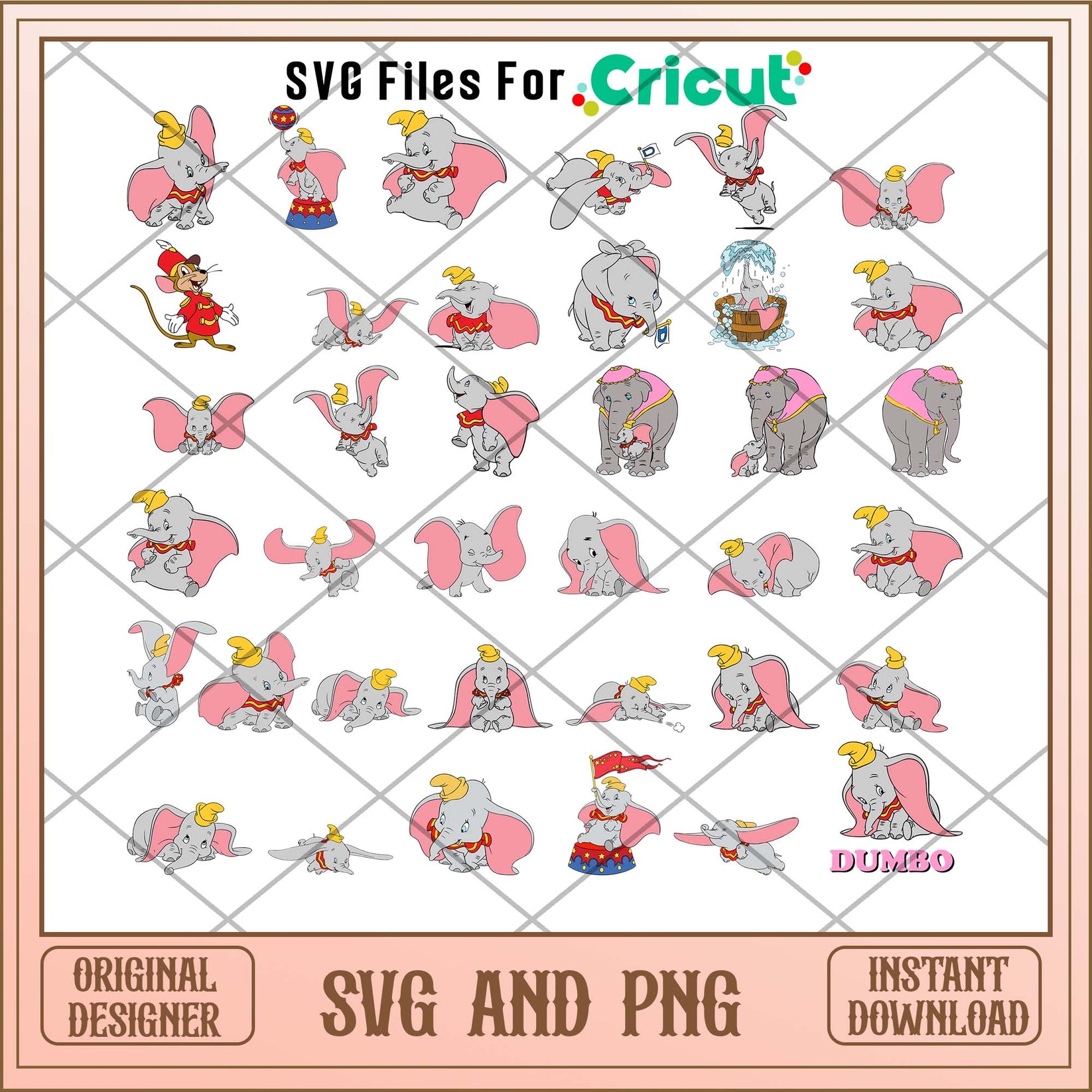 Disney cartoon cute Dumbo svg bundle – svg files for cricut