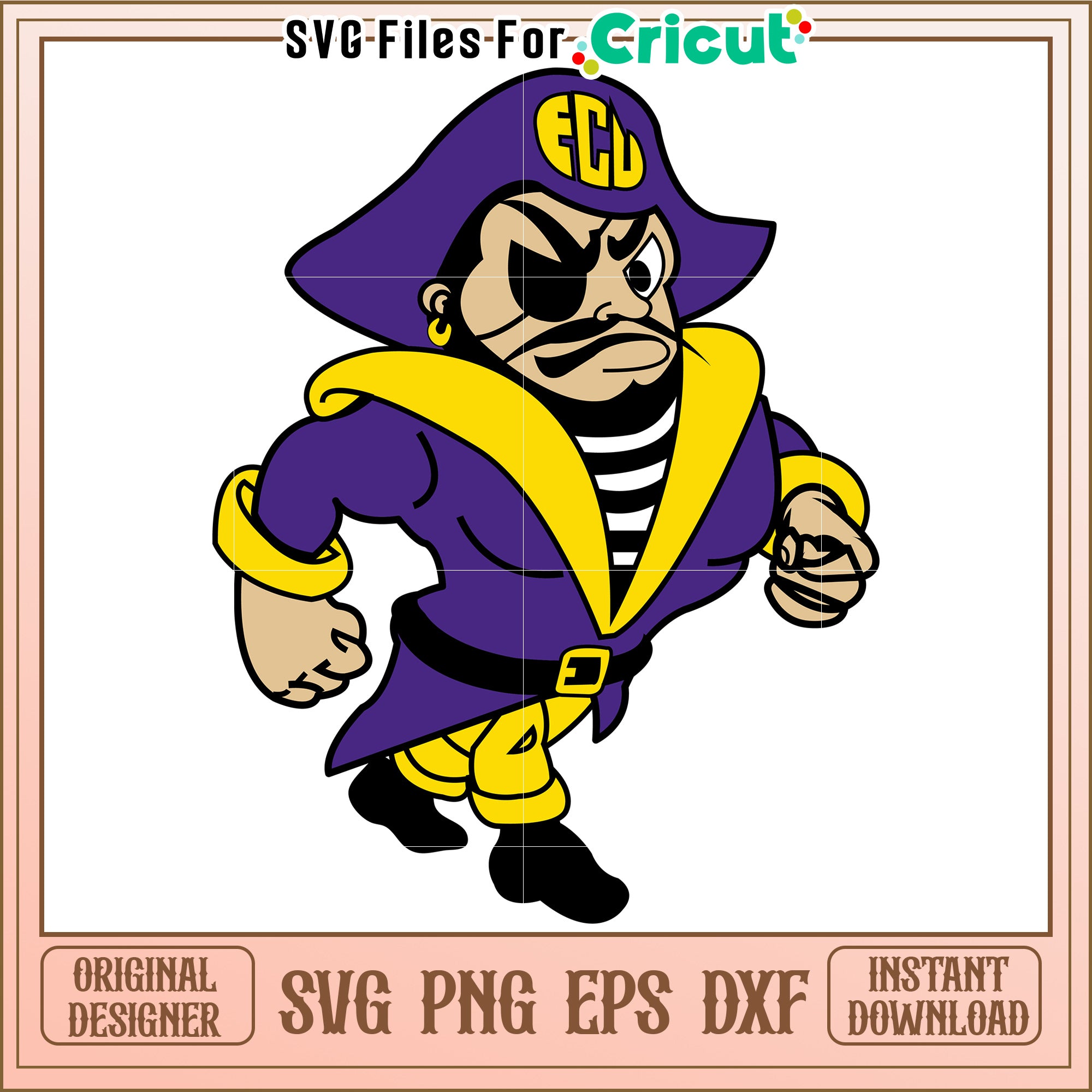 ECU Pirate Mascot SVG for Cricut, perfect for crafts and creative proj ...