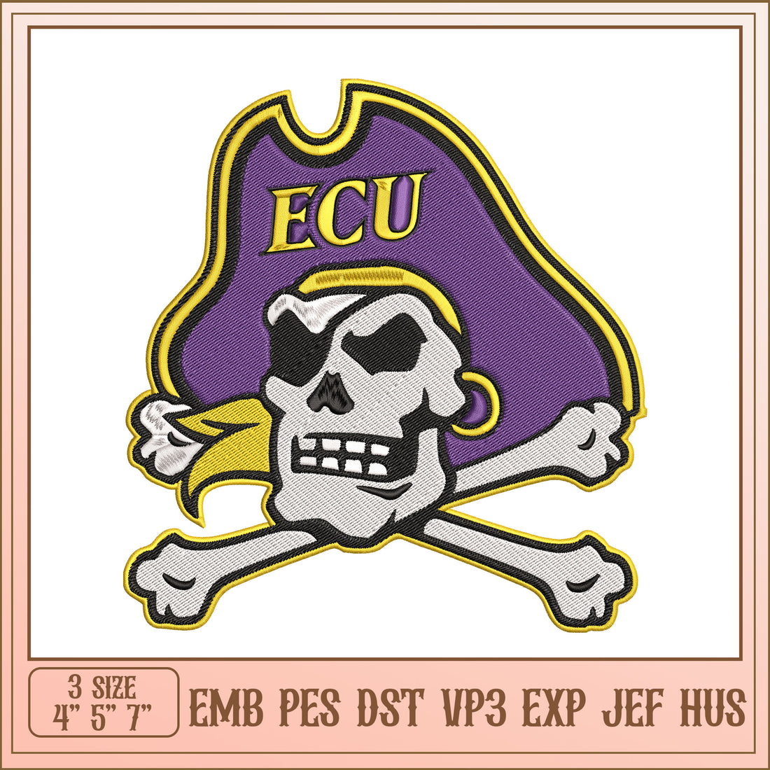 ECU Pirate Skull Embroidery Design – svg files for cricut