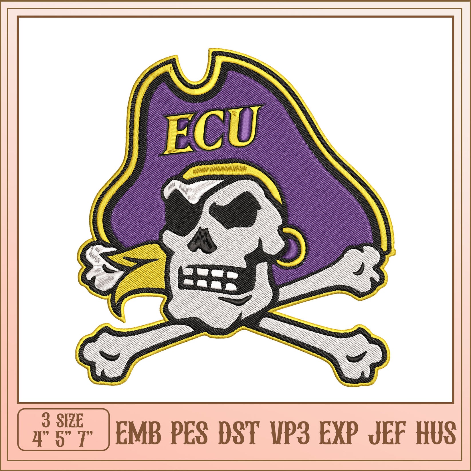 ECU Pirate Skull Embroidery Design – svg files for cricut