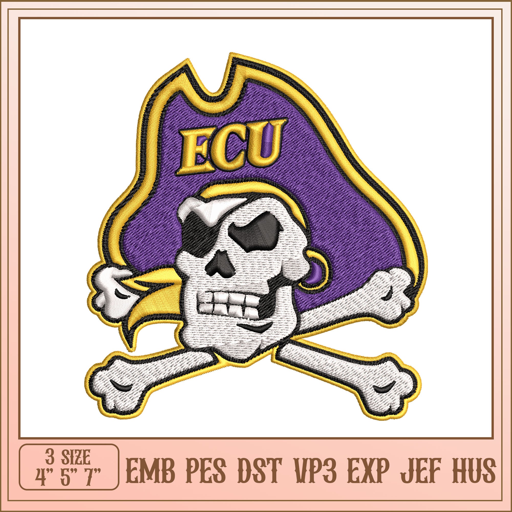ECU Pirate Skull Embroidery Design – svg files for cricut