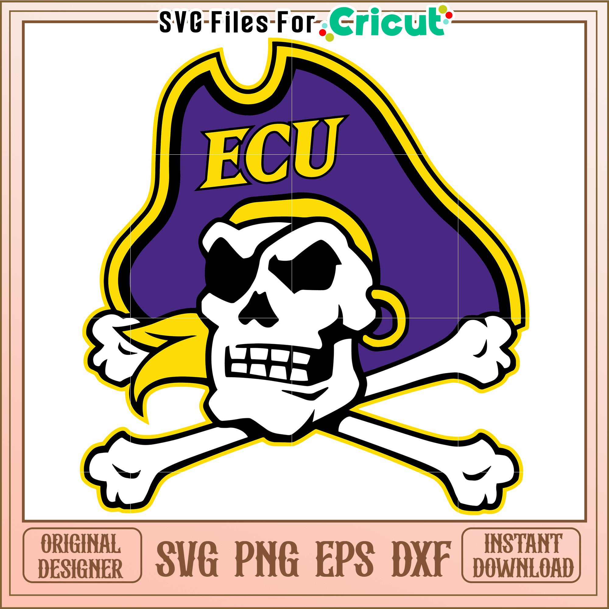 ECU Pirate Skull SVG Design for Cricut, Perfect for Custom Projects an ...