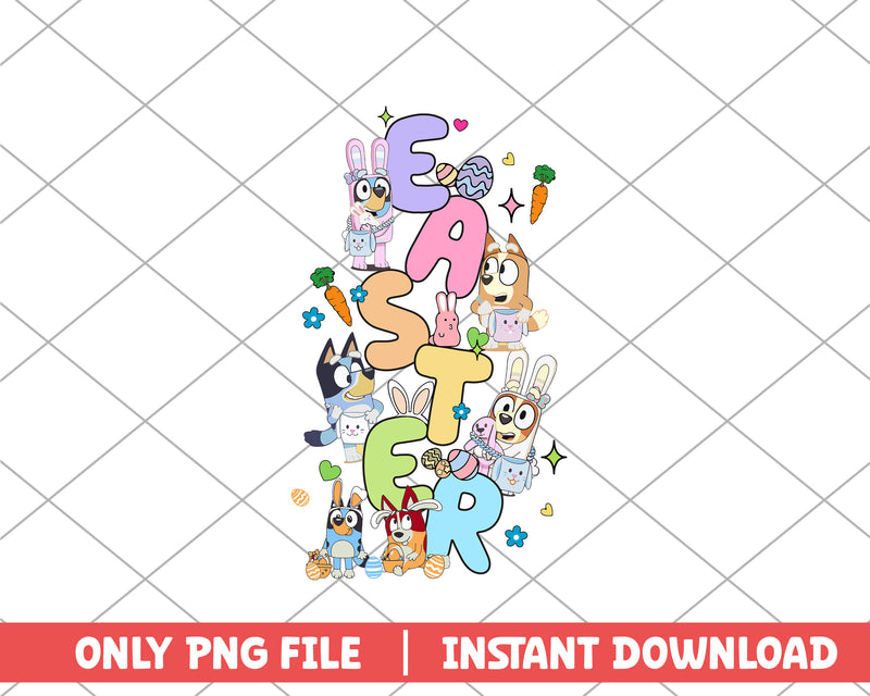 Easter bluey and friends easter png – svg files for cricut