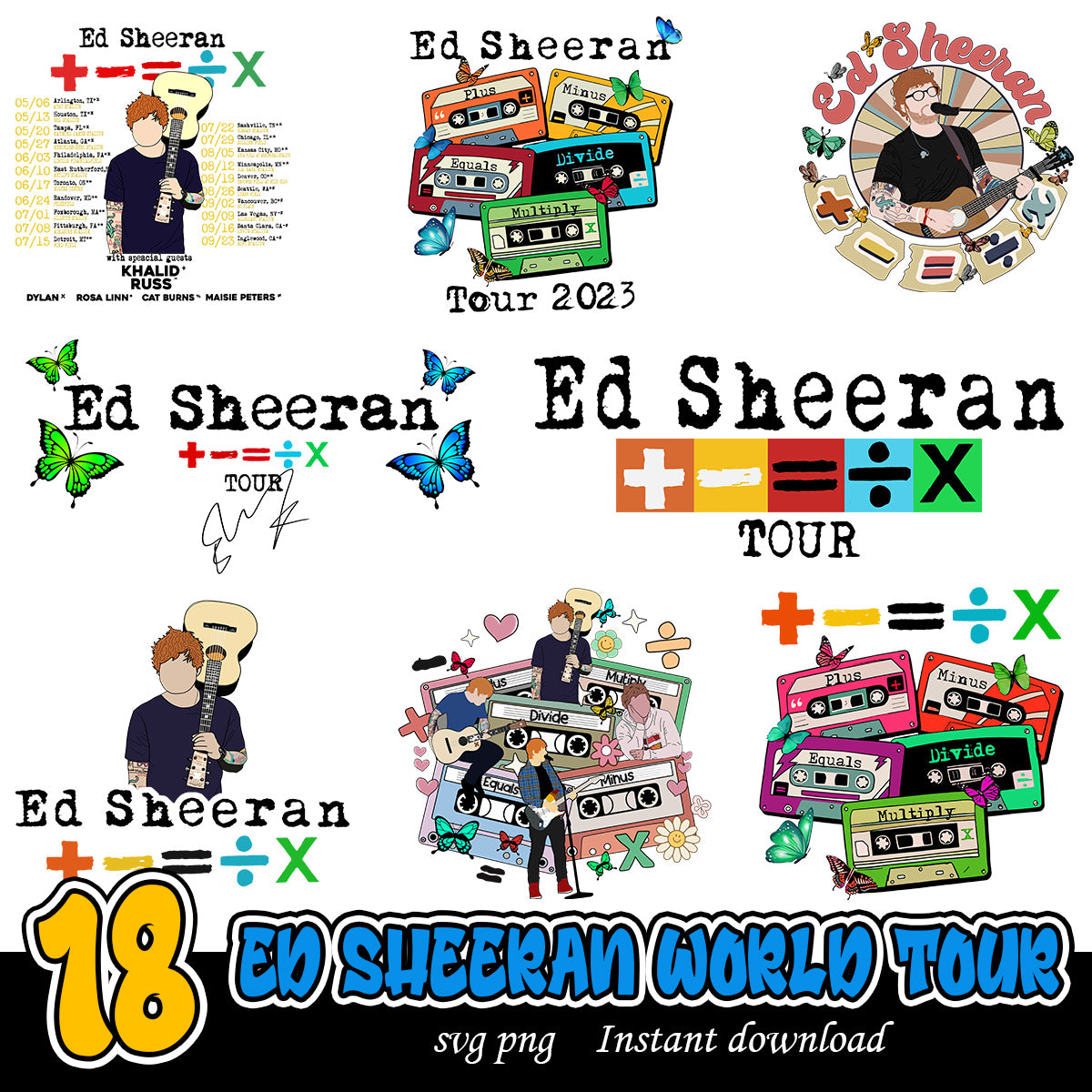 Ed Sheeran World Tour png, Ed Sheeran bundle, Ed Sheeran png – svg ...