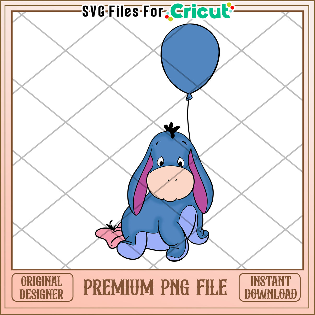 Eeyore Balloon PNG Cricut File – svg files for cricut