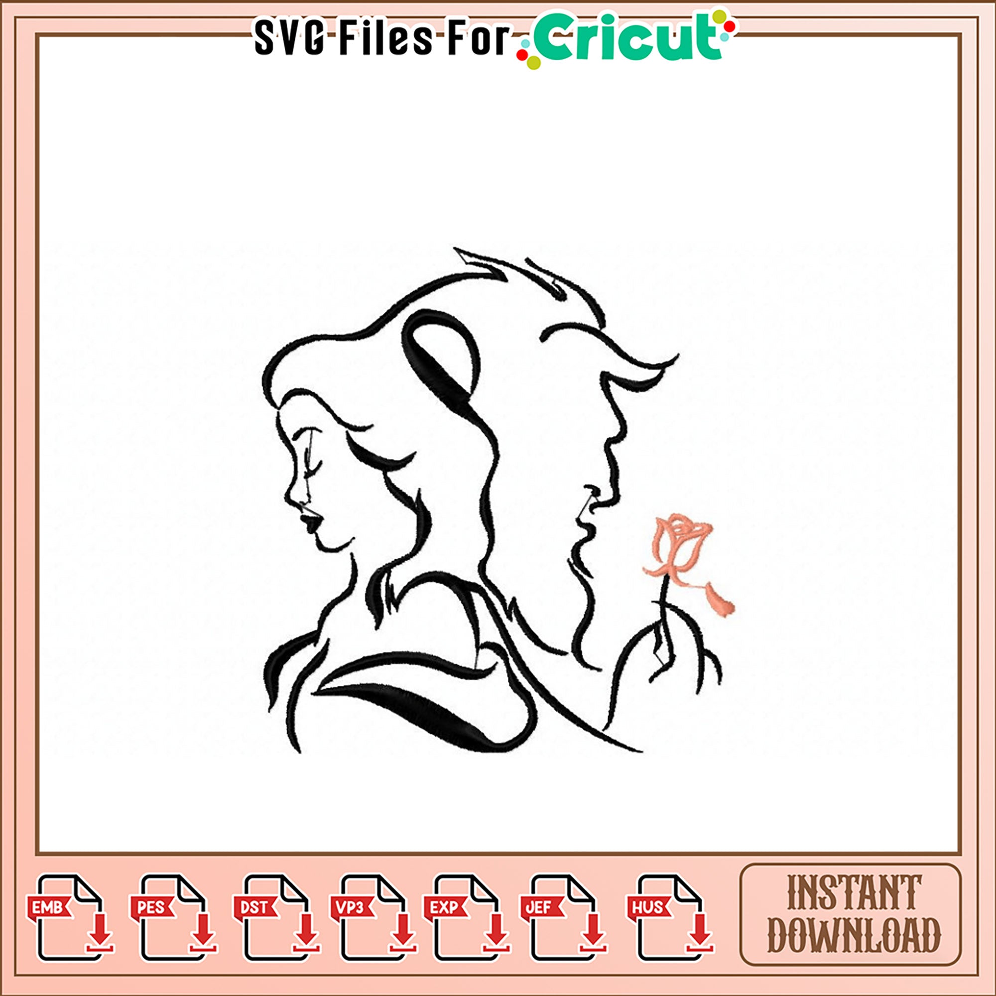 Elegant Portrait Embroidery Design for Instant Download – svg files for ...