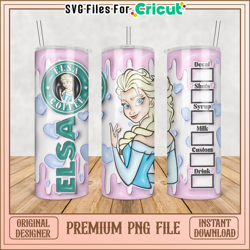 Elsa Coffee Tumbler PNG Design – svg files for cricut