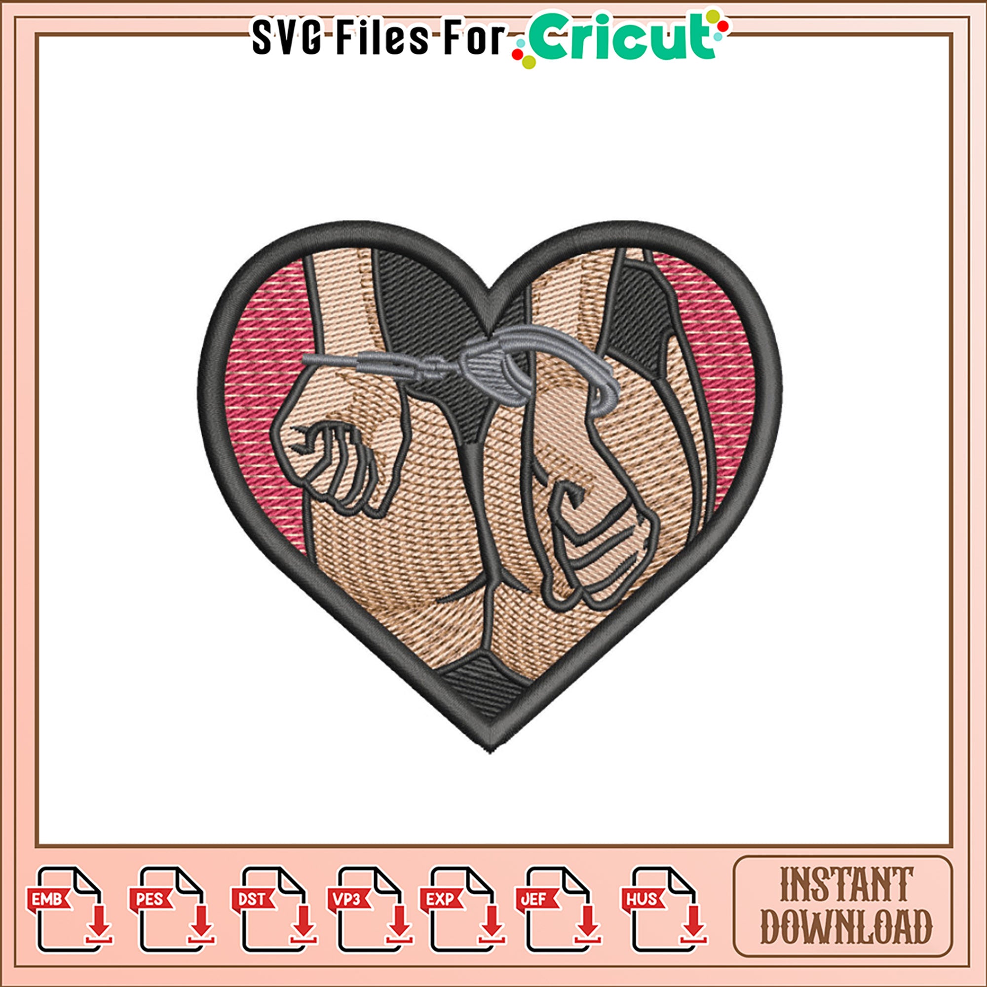 Embroidery Design Cuffed Heart Instant Download – svg files for cricut