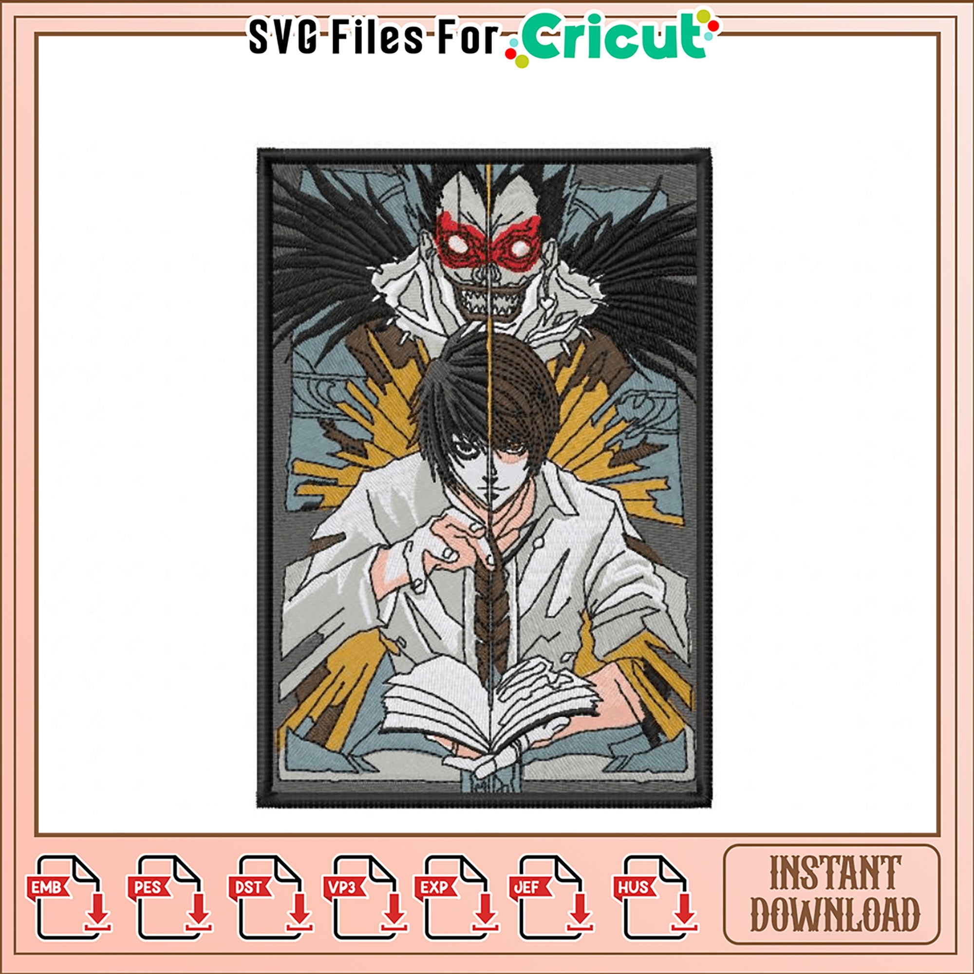 Embroidery Design Death Note Inspired Art Download – svg files for cricut