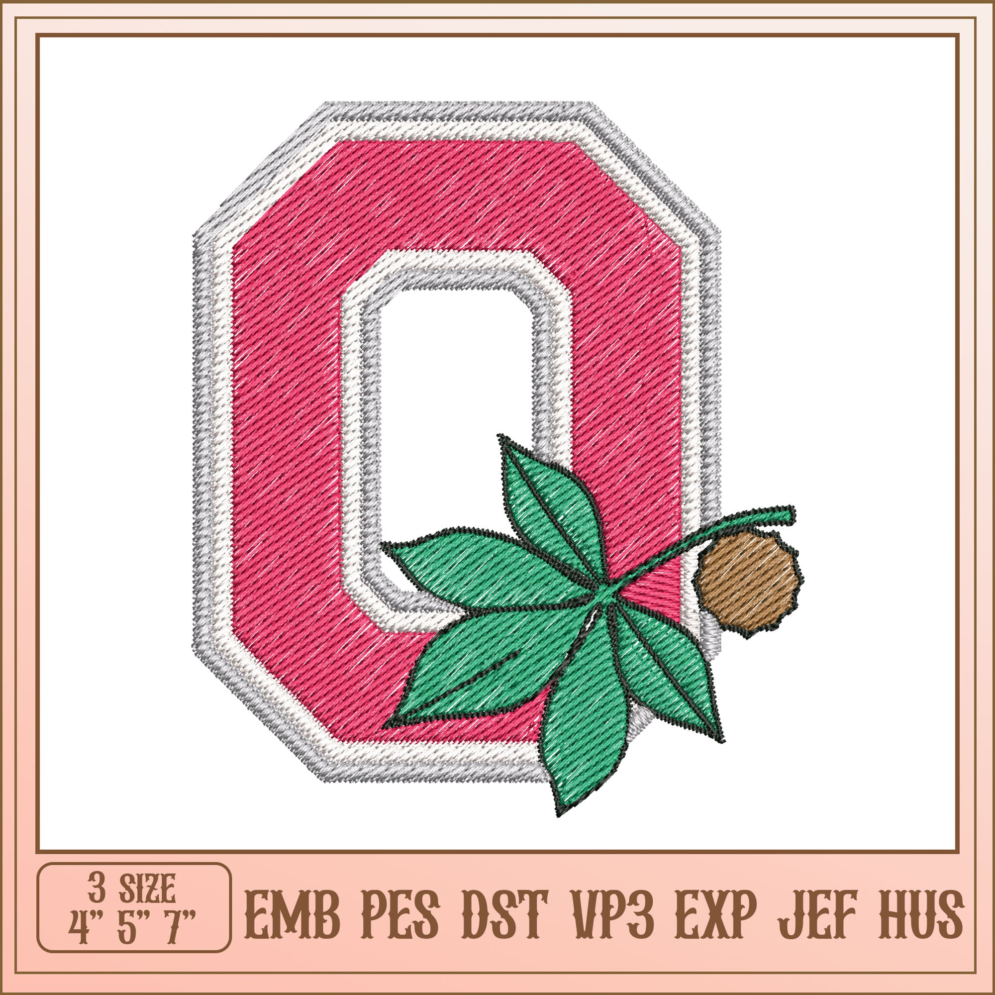 Embroidery Design Letter O with Leaf – svg files for cricut