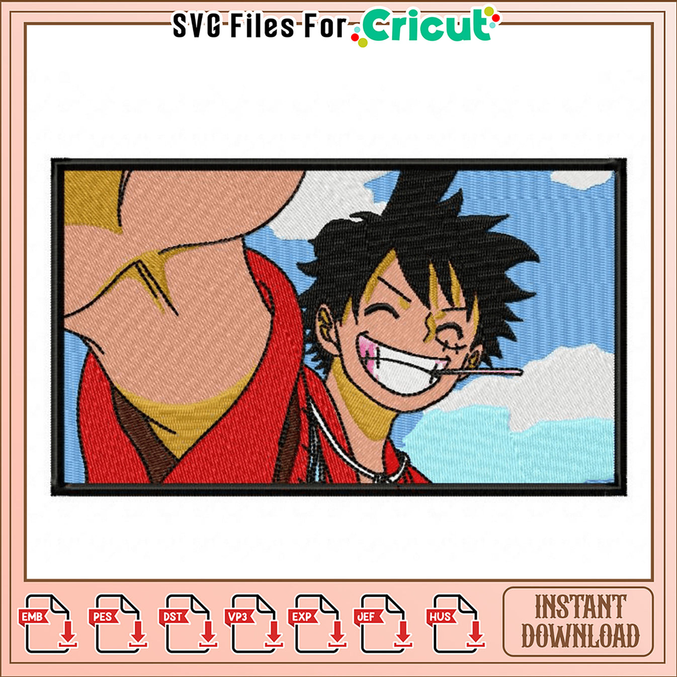 Embroidery Design Luffy Character for Instant Download – svg files for ...