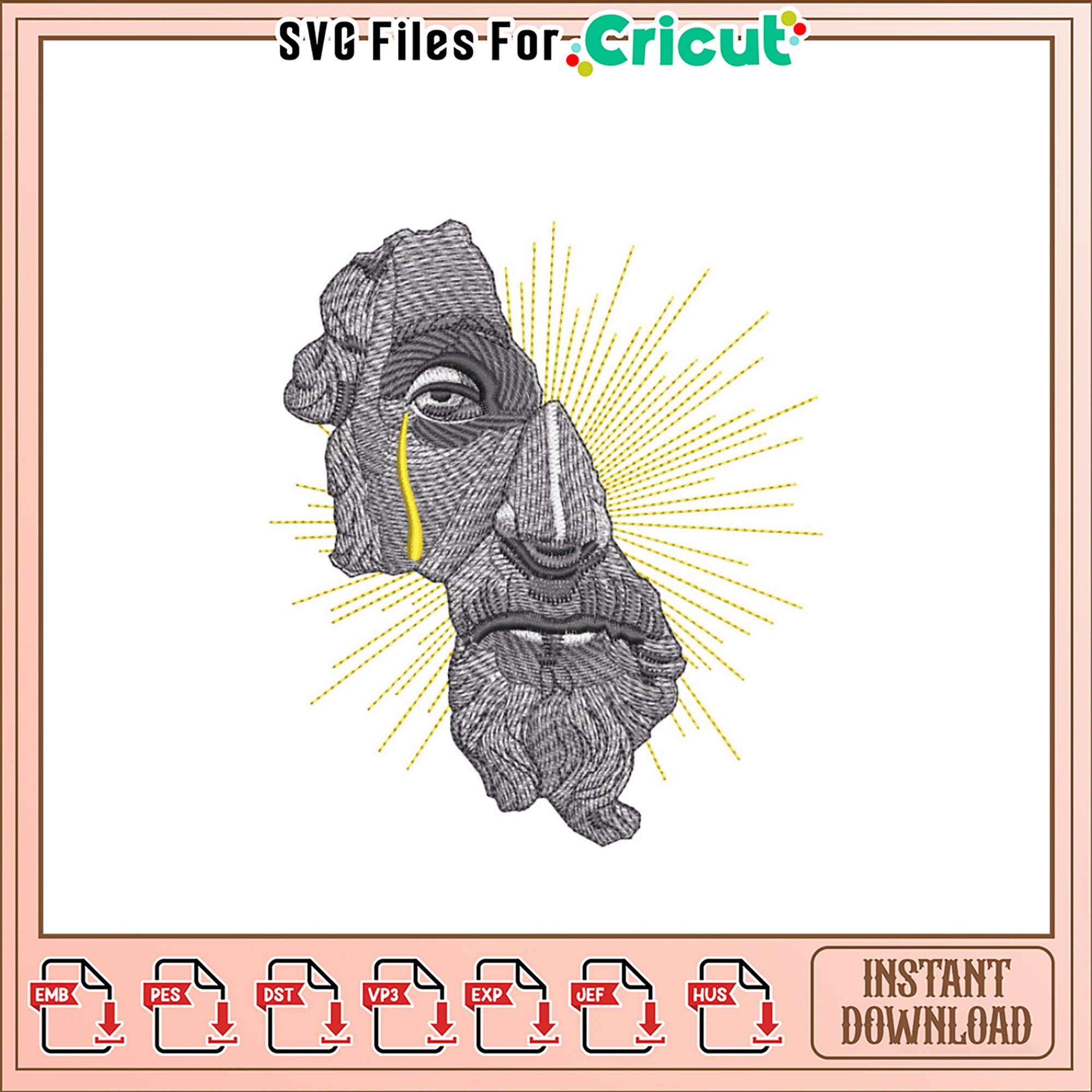 Embroidery Design Sunburst Face Instant Download – svg files for cricut