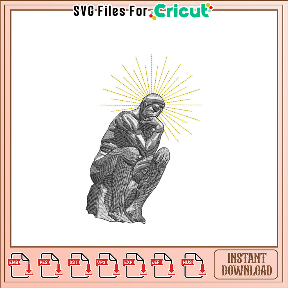 Embroidery Design The Thinker Statue – svg files for cricut