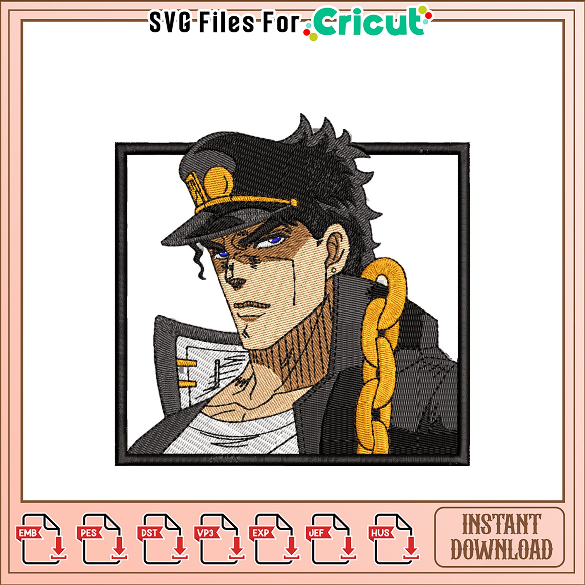 Embroidery Design of Stylish Anime Character Emblem – svg files for cricut