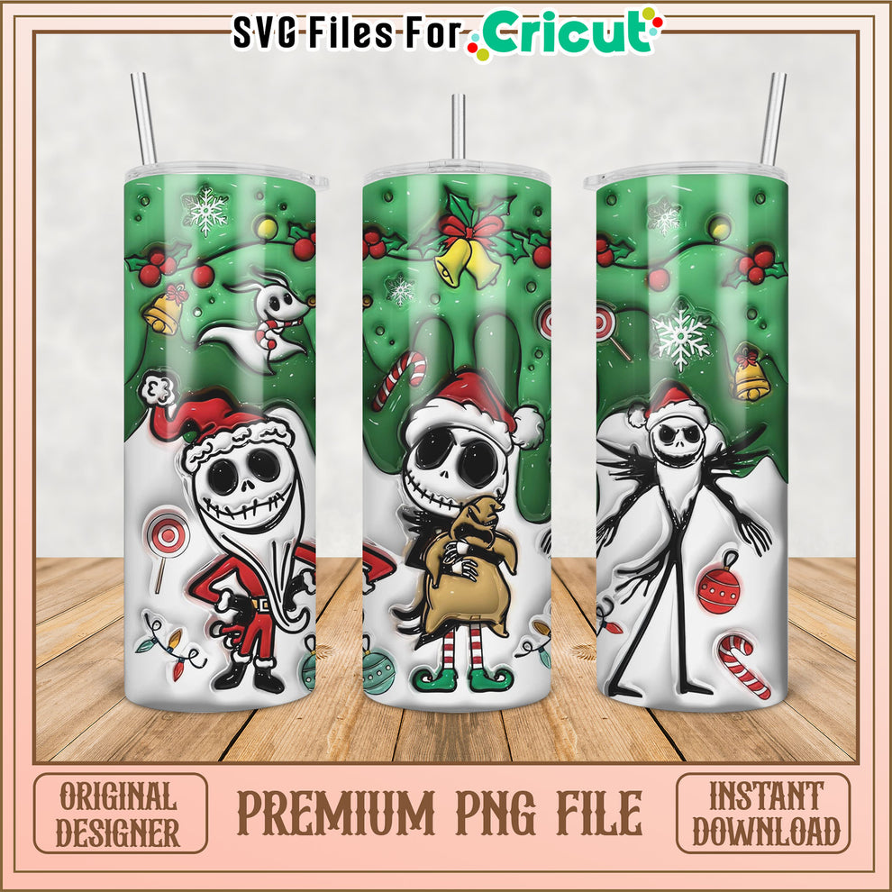 Festive Skeleton Tumbler Design PNG for Cricut Crafting Download – svg ...