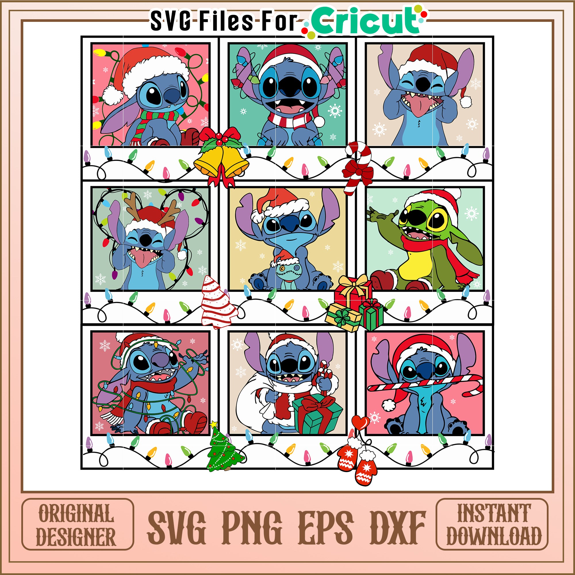 Festive Stitch SVG Design with Cute Holiday Stitch Characters – svg ...