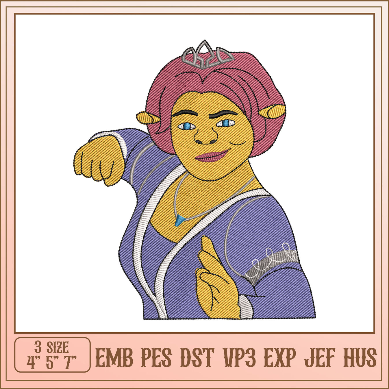 Fiona Princess Embroidery Design – svg files for cricut