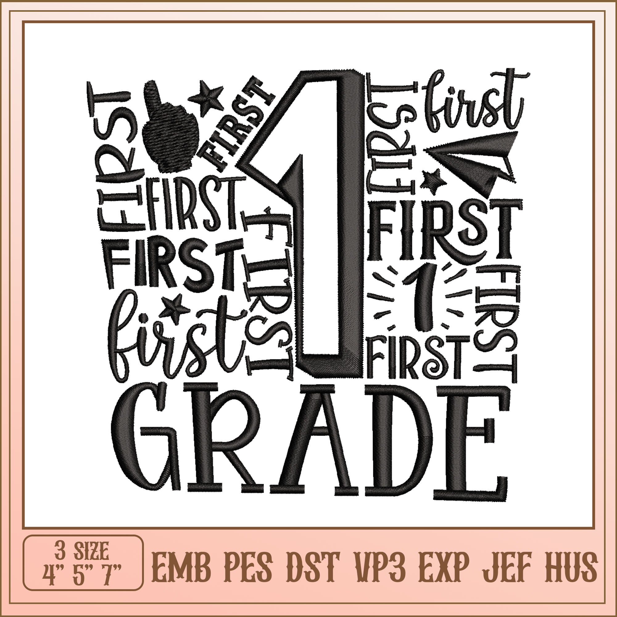 First Grade Embroidery Design – svg files for cricut