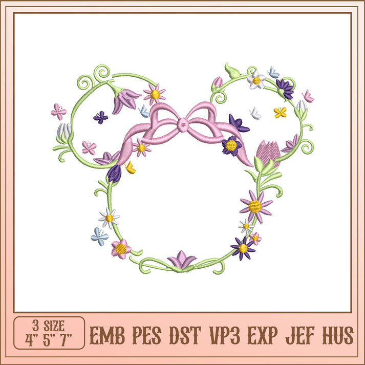 Floral Minnie Mouse Embroidery Design – svg files for cricut