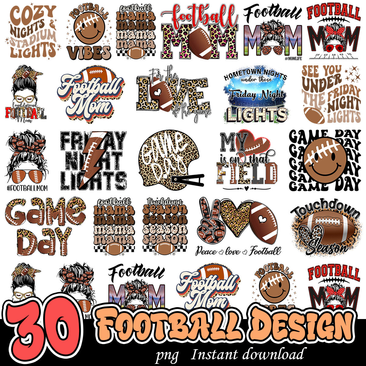 Football Brown art Design Png, Football png bundle – svg files for cricut