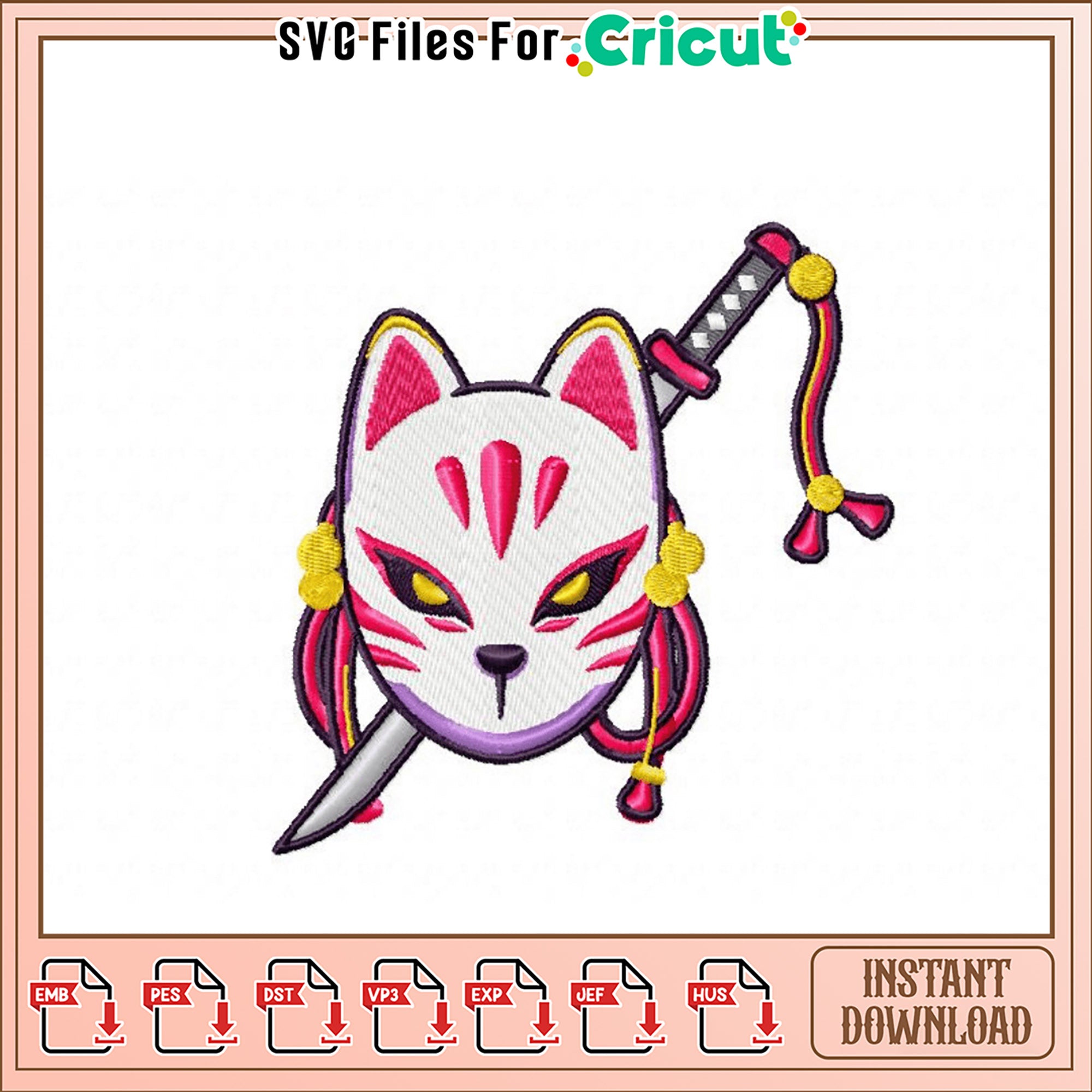 Fox Mask Embroidery Design Instant Download – svg files for cricut