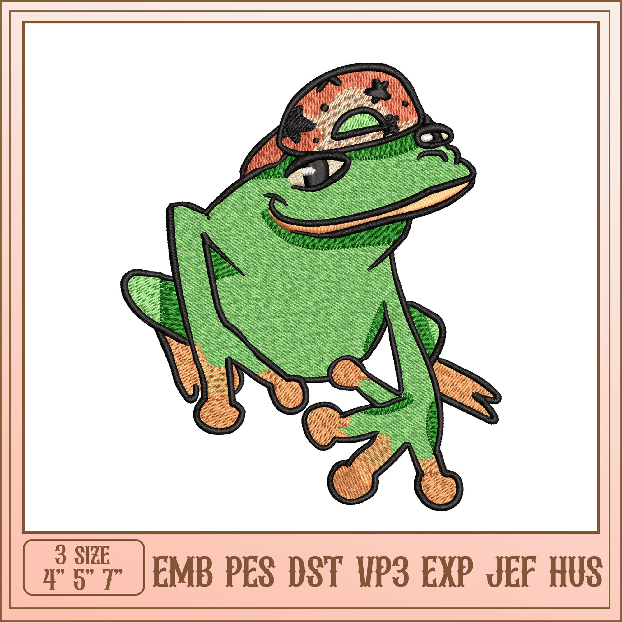 Frog Embroidery Design 3 Sizes EMB PES DST VP3 – svg files for cricut