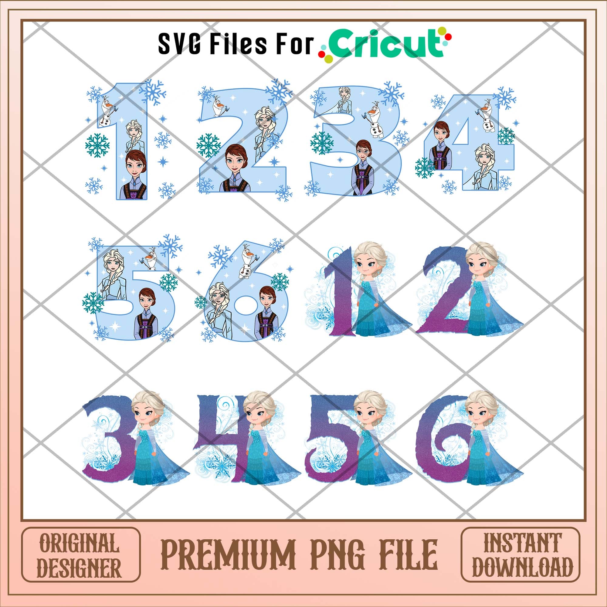 Frozen Elsa number art png bundle – svg files for cricut
