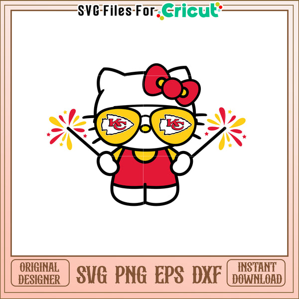 Fun Hello Kitty Kansas City Chiefs SVG Design Graphic – svg files for ...
